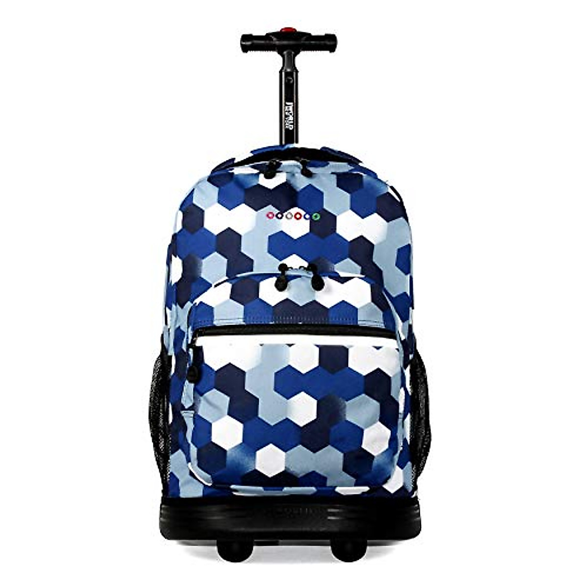 J World New York Sunrise Kids Rolling Backpack for Girls Boys Teen. Roller Bookbag with Wheels, Mini Dia, 18"