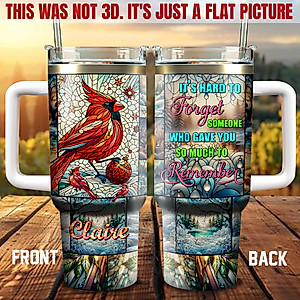 WAZONE Personalized Cardinal Birds 40oz Tumbler with Handle and Straw Lid Stainless Steel Insulated Cup Tumblers Its Hard To Forget Someone Who Gave You So Much To Remember Sympathy Gift