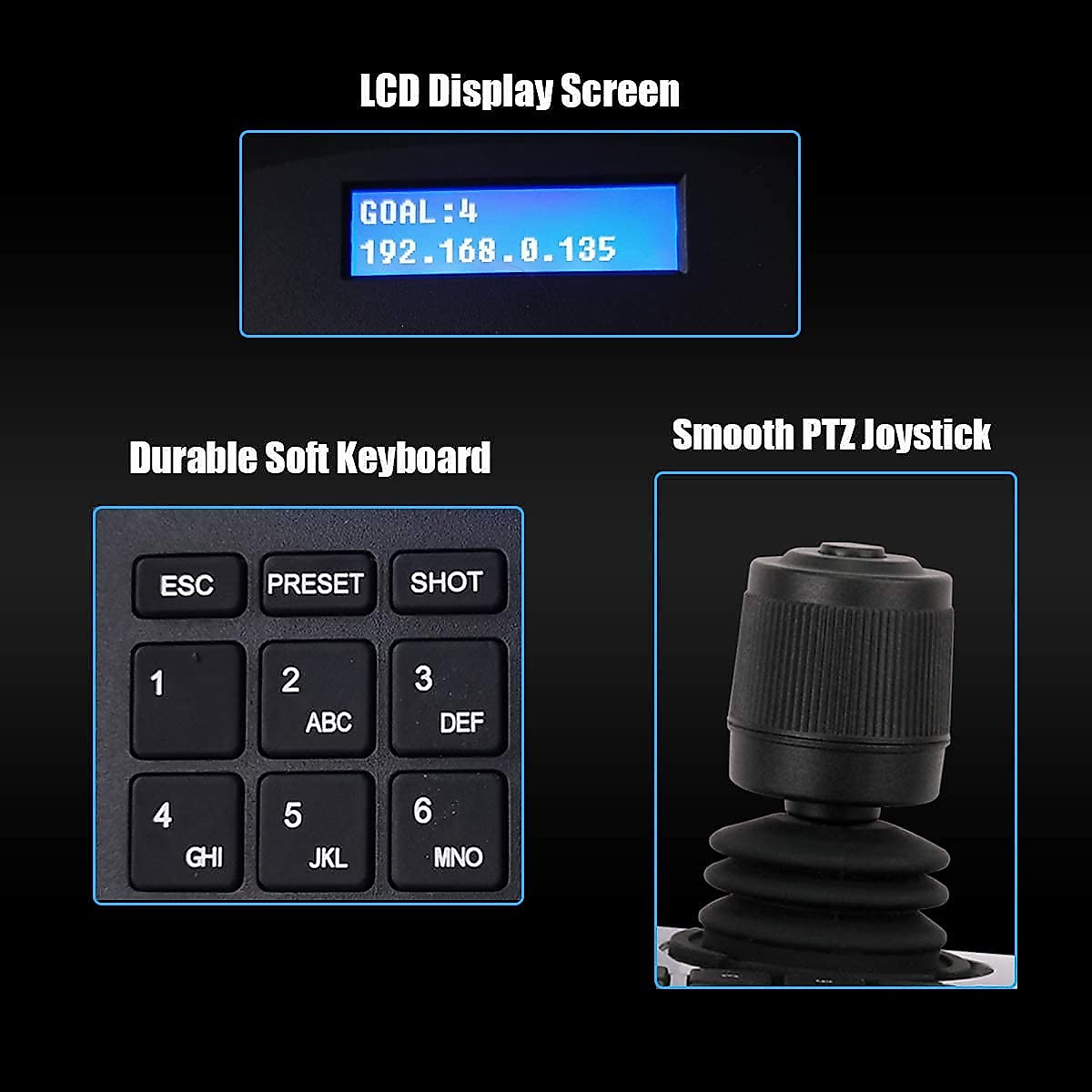 Hsility PTZ Controller 4D PTZ Joystick Controller IP Network Keyboard with LCD Display Screen