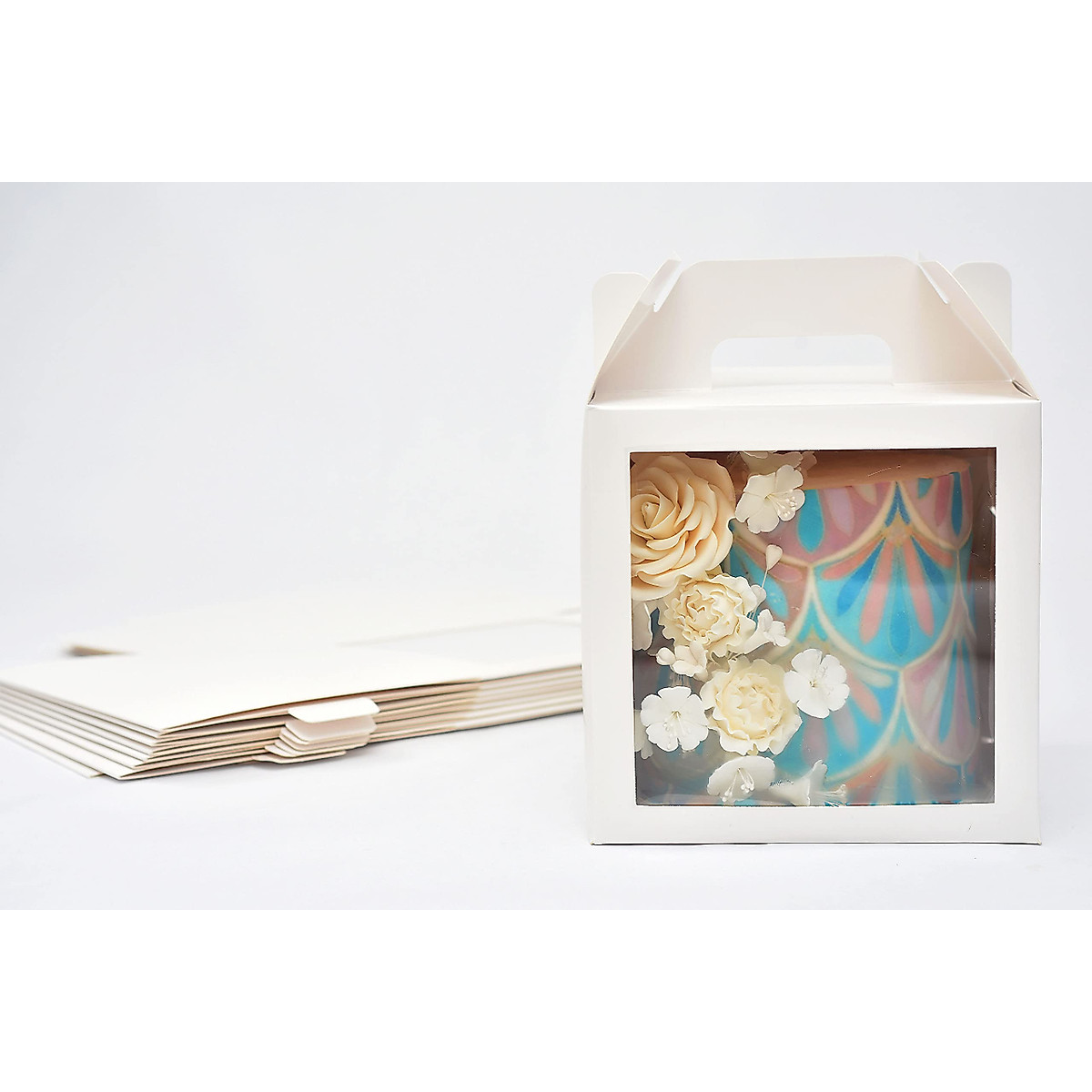 Gretel 25-Pack 8x8x8 in Cake Box for Tall Cakes With Window and Handle | 8 Inch Boxes | Disposable Cake Containers (25)