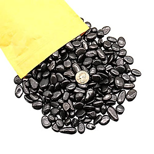 Premium Pebbles Black Rocks for Plants. Polished Decorative Pebbles. 3/8 Inch 2 lbs for Garden, Indoor, Crafting, Succulents, pots, Plants (XSM (0.375 Inch), Black -Polished, 2)