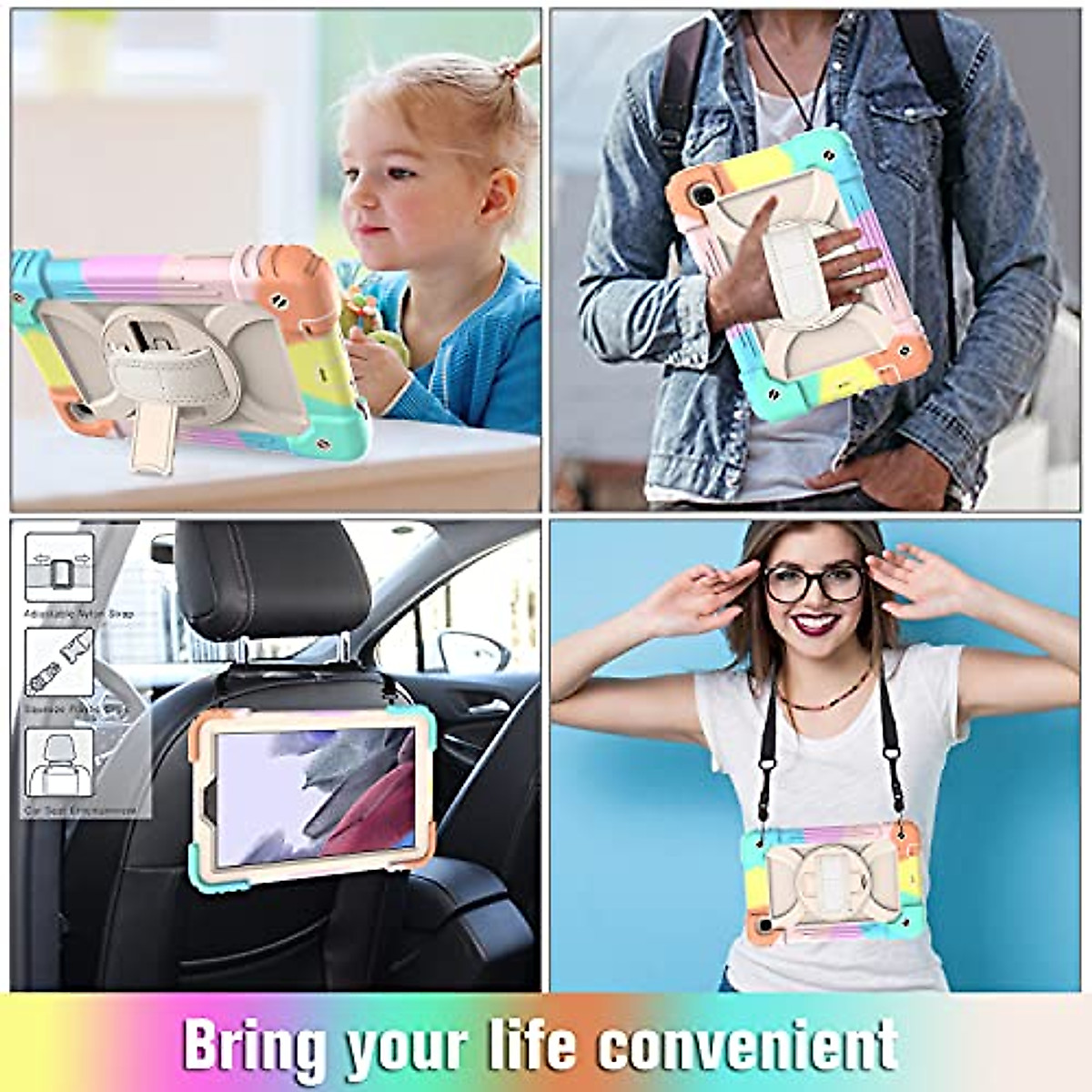 SUPNICE Case for Samsung Galaxy Tab A9 8.7 Inch 2023 (SM-X110/X115/X117) & A7 Lite 8.7 Inch 2021, Heavy Duty Shockproof Rugged Protective Cover with Kickstand for Galaxy Tab A9 8.7’’ 2023-Rose Gold