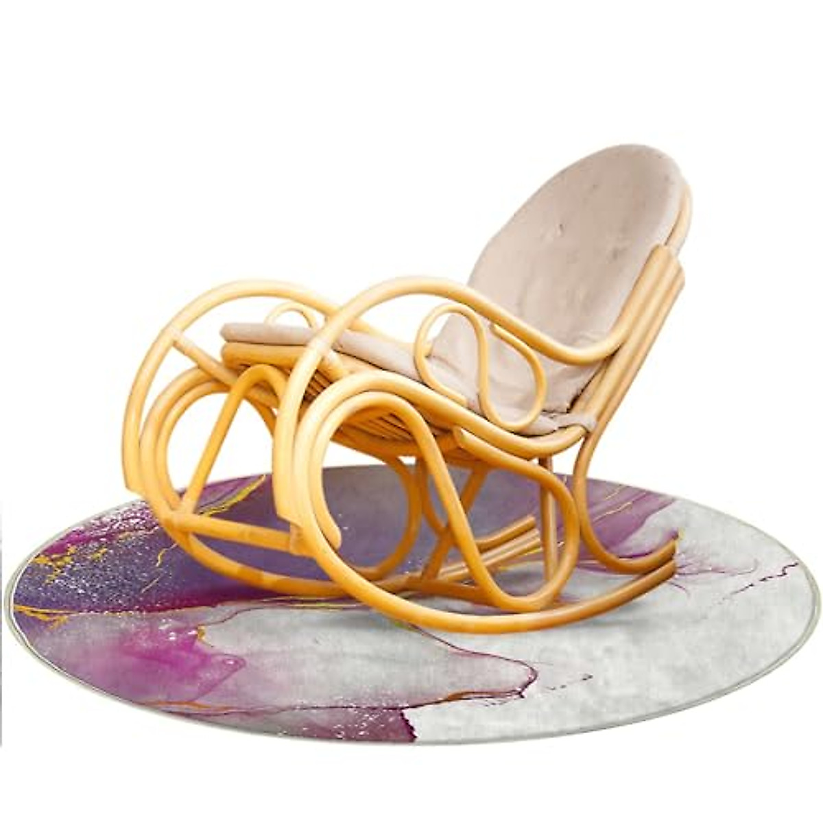 Round Chair Mat for Carpet Marble Thick Home/Office Floor Protector Purple Non-Slip Floor Mats Office Rug Floor Protectors 4 FT