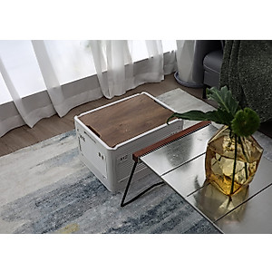 The foldable outdoor camping storage box has a large capacity of 48L, the foldable storage box equipped with a wooden cover and rollers can be used for indoor,car trunk and camping.