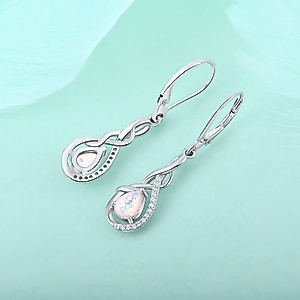 Starchenie Infinity Dangle Drop Earrings Sterling Silver Teardrop Leverback Earrings Created Opal Twisted Jewelry