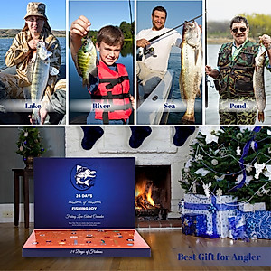 Advent Calendar Fishing Christmas Countdown - 24 Days Fishing Lures Set for Fisher Adult Men Teen Boys - 2024 Xmas Surprise Gift