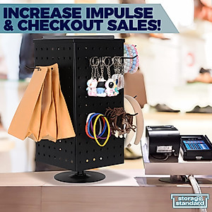 Storage Standard Metal Spinning Peg Board Displays - 17" Earring Display Stand for Retail & Shows, Black Jewelry Stands - 4-Sided Craft Keychain Rack Necklace Holder