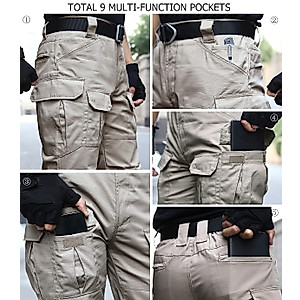 CARWORNIC Gear Men's Tactical Cargo Pants Waterpoof Lightweight Rip Stop EDC Military Combat Trousers Dark Grey