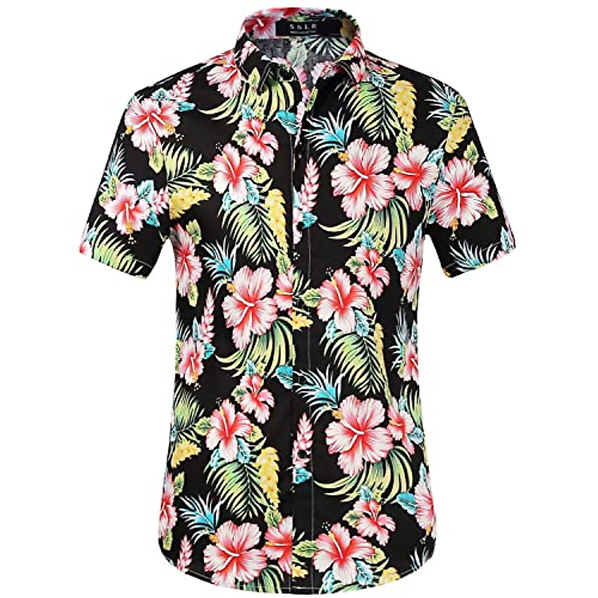 Hawaiian Shirt for Men, Beach Shirts for Men, Tropical Shirts Short Sleeve Floral Casual Button Down (X-Large, Red Hibiscus)