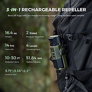 FLEXTAIL EVO Repeller Mosquito Repeller Rechargeable Repellent 329°F Heating with 3000LM Ultra Bright Camping Lantern 30ft Protection Zone for Outdoor Patios Camping Hiking(Mats Not Included)