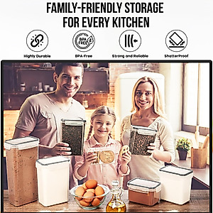Airtight Food Storage Containers with Lids - 40 PC LARGE SIZE (20 Containers + 20 Lids) Kitchen & Pantry Organization - BPA Free Plastic Food Canister - Cereal, Rice, Flour and Sugar Containers
