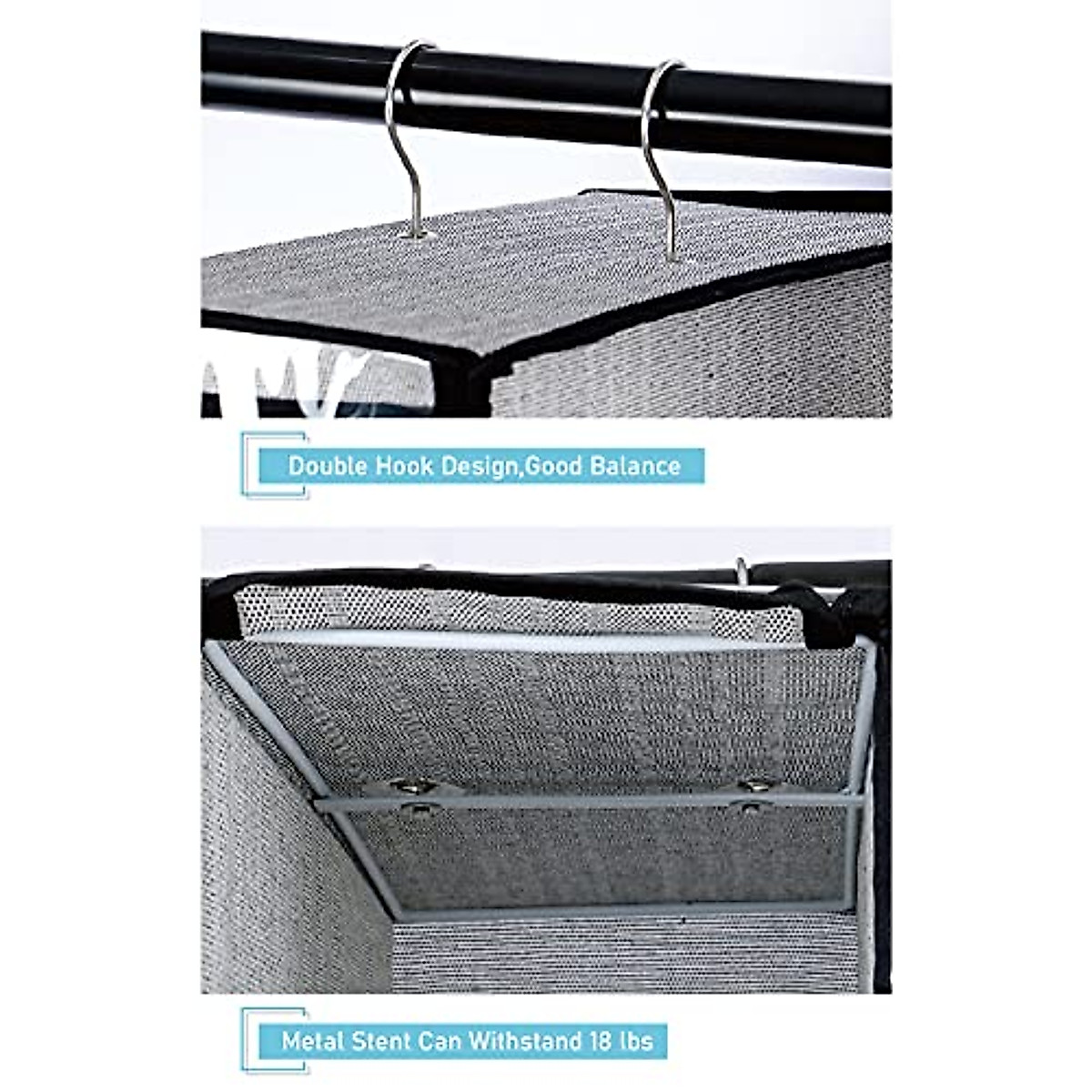 OULLYY Hanging Handbags Organizer for Closet, Multi-Layer Breathable Cotton Linen Fabric Closet Purse Storage Bag with Clear Dust Proof Cover (Gray A)