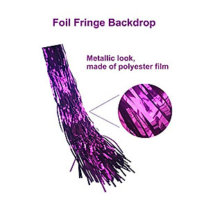 Zotemo 2 Pack Purple Foil Fringe Curtains, 3 feet x 8 feet, Shimmer Tinsel Curtain Backdrop for Birthday Wedding Prom Party, Christmas and New Year Decoration