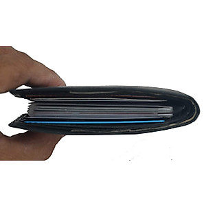 Leather European Bifold Hipster Mens Wallet With Heavy Duty Vinyl Wallet Insert (Black)