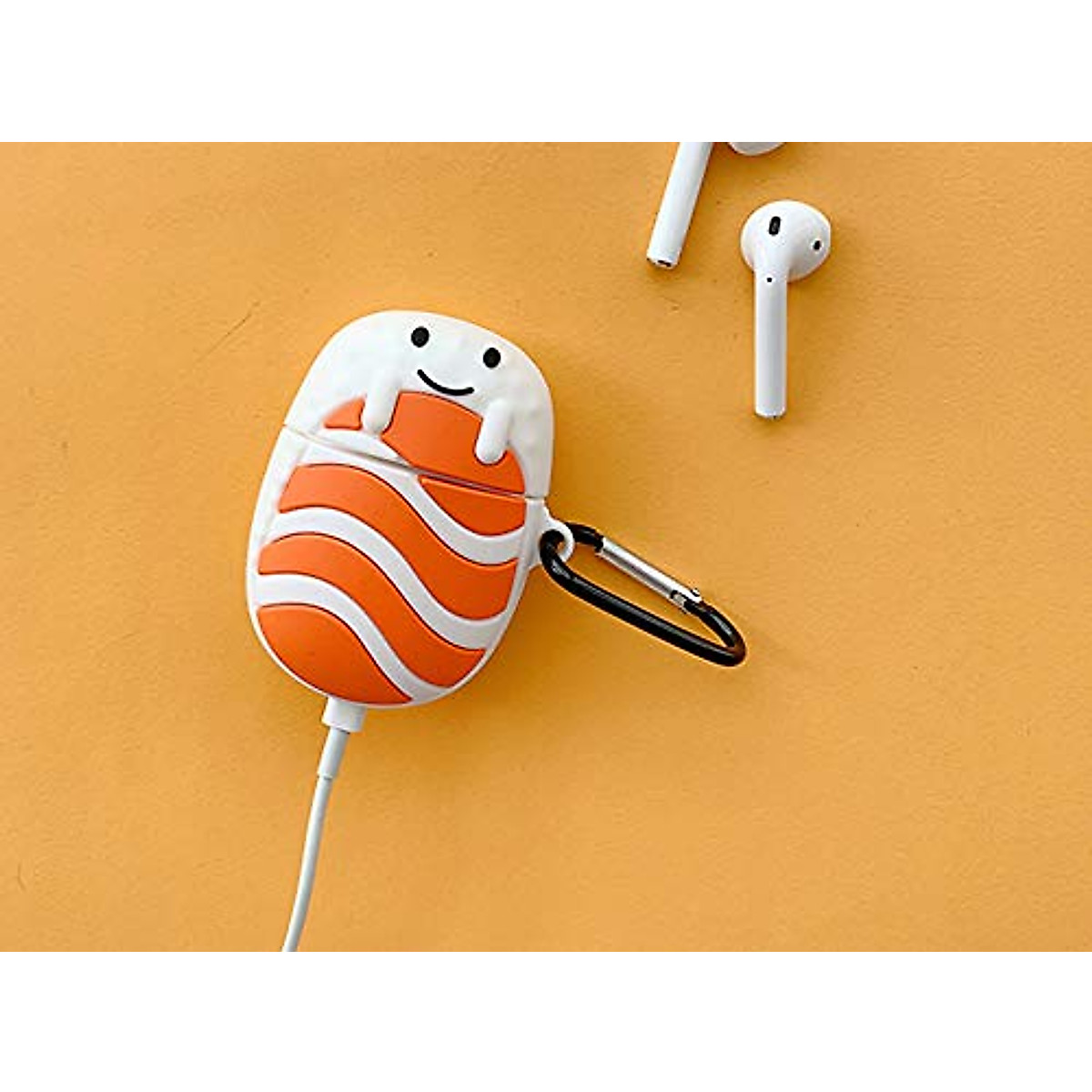SGVAHY Case for Apple Airpods 1&2 Case Cover Cute Airpod Case Kawaii Cartoon Soft Silicone Creative Salmon Shape Airpods 2nd 1st Generation Wireless Charging Case Shockproof Protective Case (Salmon)
