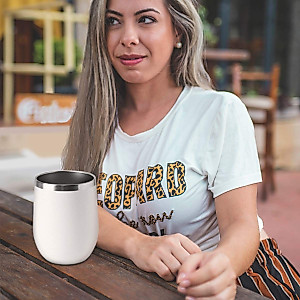 HASLE OUTFITTERS 12oz Wine Tumbler with Lid Stemless Wine Glasses Double Wall Vacuum Travel Mugs stainless steel Coffee Cup for Cold & Hot Drinks Wine Coffee Cocktails Beer 12 Pack White