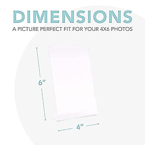 Photo Booth Frames - 4x6 Inch Clear Acrylic Plastic Display, Slanted Back Vertical Standing Picture or Display Sign Holder with Inserts - 6 pack