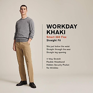 Dockers Men's Classic Fit Workday Khaki Smart 360 Flex Pants (Standard and Big & Tall), Black, 38W x 30L
