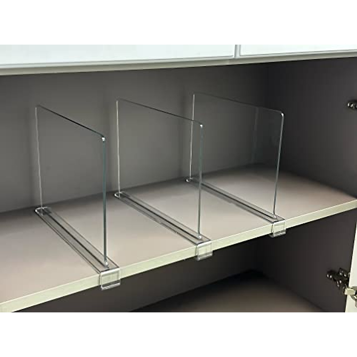LikeU Shelf Dividers for Closets,Clear Acrylic Shelf Divider for Wood Shelves and Clothes Organizer/Purses Separators Perfect for Kitchen Cabinets and Bedroom Organizer,6 PCS