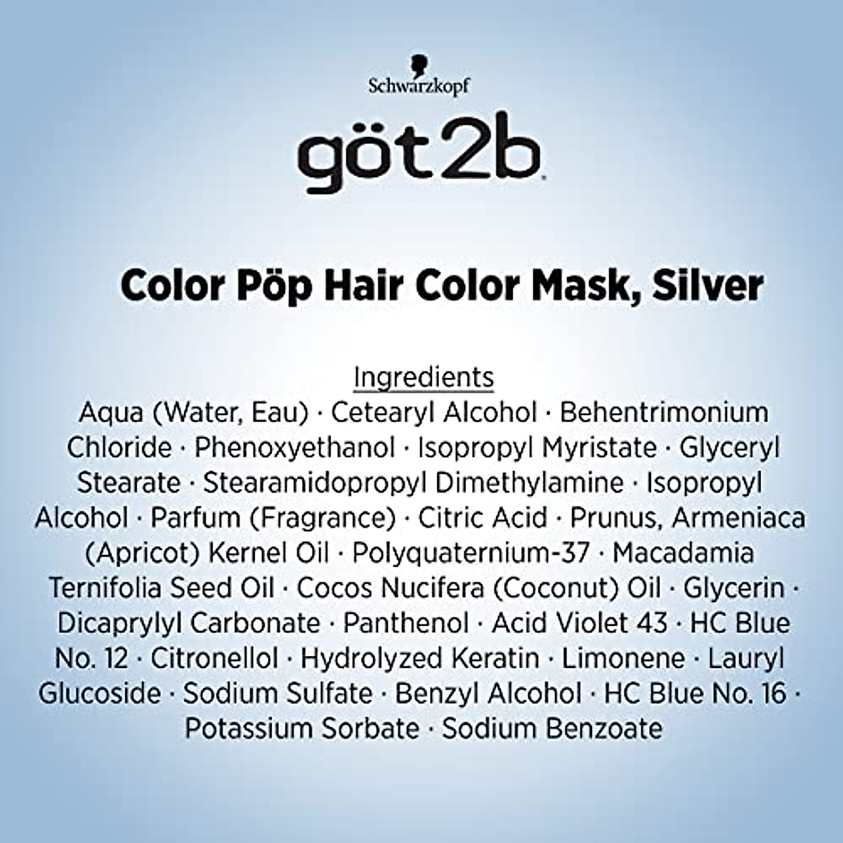 Got2b Color Pop Semi-Permanent Hair Color Mask, Silver, 5.1 oz