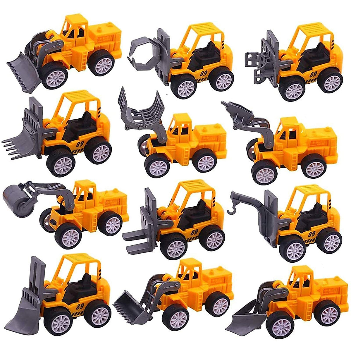 3 otters Engineering Car Toys, 24PCS Construction Trucks Toys Small Construction Vehicles Pull Back Toy