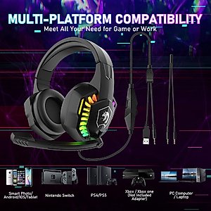 Mechanical Gaming Keyboard and Mouse Mini Wired Combo with RGB Headset Rainbow Backlight Ergonomic 62Key Anti-Ghosting Adjustable Mic 6400DPI Mice USB-C for PC Gamer Computer Typist(Black/Red Switch)
