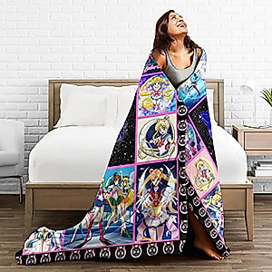 Anime Throw Blanket Super Soft Flannel Blankets Lightweight All Season Bed Throws Blanket Sofa, Room Gifts. (A, 50"x40")