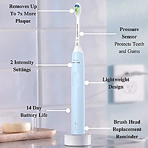 PHILIPS Sonicare Electric Toothbrush DiamondClean, Phillips Sonicare Rechargeable Toothbrush with Pressure Sensor, Sonic Electronic Toothbrush, Travel Case, Blue