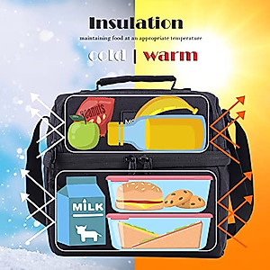 MORIOX Small Lunch Box Double Deckers Thermal Insulation Lunch Bag Leakproof Mini Cooler with Shoulder Strap for Work School Picnic (Black)