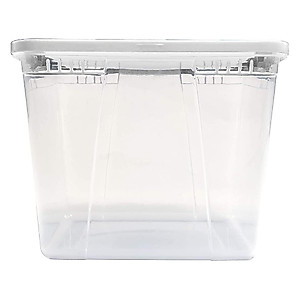 HOMZ 56 Quart Snaplock Clear Plastic Storage Tote Container Bin with Secure Lid and Handles for Home and Office Organization (4 Pack)