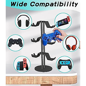 Ahomiwow Controller Holder Display Storage 3 Tier Hook for Desk Organizer Stand Hanger Neat Game Controller Hangers for All Universal PC Accessories Easy Assembly Space Save