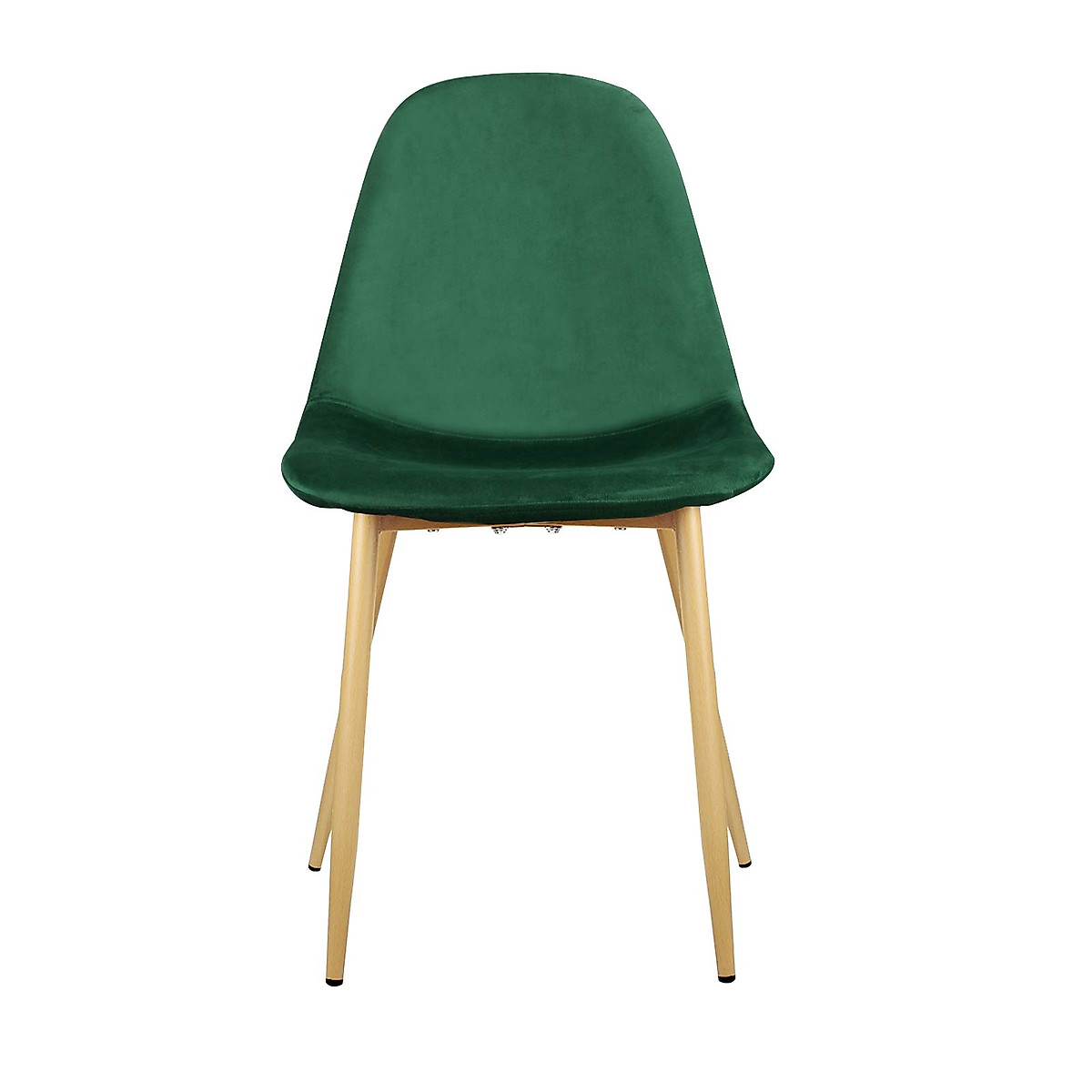 Set of 4 Mid Century Modern Side Dining Chairs for Kitchen Velvet Upholstered Dining Chair with Metal Legs (Dark Green)