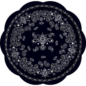 CC HOME Black Bandana Party Supplies Serves 16, Paisley Print Party Plates Napkins Cups Knives Forks Spoons Party Decoration Set for Western Cowboy Birthday Baby Shower Bridal Garden Party Tableware