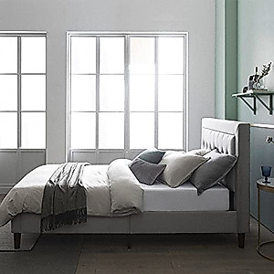 Zinus Dachelle Upholstered Platform Bed Frame / Mattress Foundation / Wood Slat Support / No Box Spring Needed / Easy Assembly, Queen