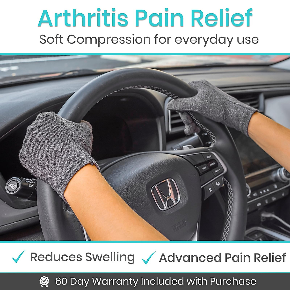 Vive Compression Arthritis Gloves - Comfortable Fit for Men and Women - Full Finger for Rheumatoid, Osteoarthritis