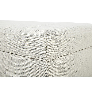 CHITA Channel Tufted Storage Ottoman Bench, Square Fabric Ottoman with Storage for Living Room Bed, Ivory