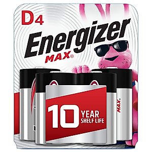 Energizer D Batteries, Max Premium D Cell Batteries Alkaline, 4 Count