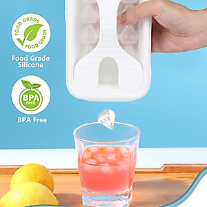 FOGAWA Ice Cube Tray, 2 in 1 Diamond Ice Tray for Freezer, Silicone Ice Cube Tray with Lid Cooling Ice Pop/Cube Molds for Whiskey, Juice, Beer, Cocktail, Coffee,Champagne. 18 Ice Cubes