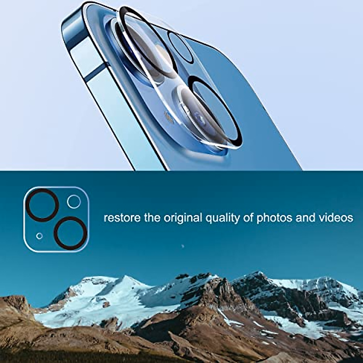 Ailun 3 Pack Camera Lens Protector for iPhone 14 6.1" ＆ iPhone 14 Plus 6.7",Tempered Glass,9H Hardness,Ultra HD,Anti-Scratch,Easy to Install,Case Friendly [Does not Affect Night Shots]