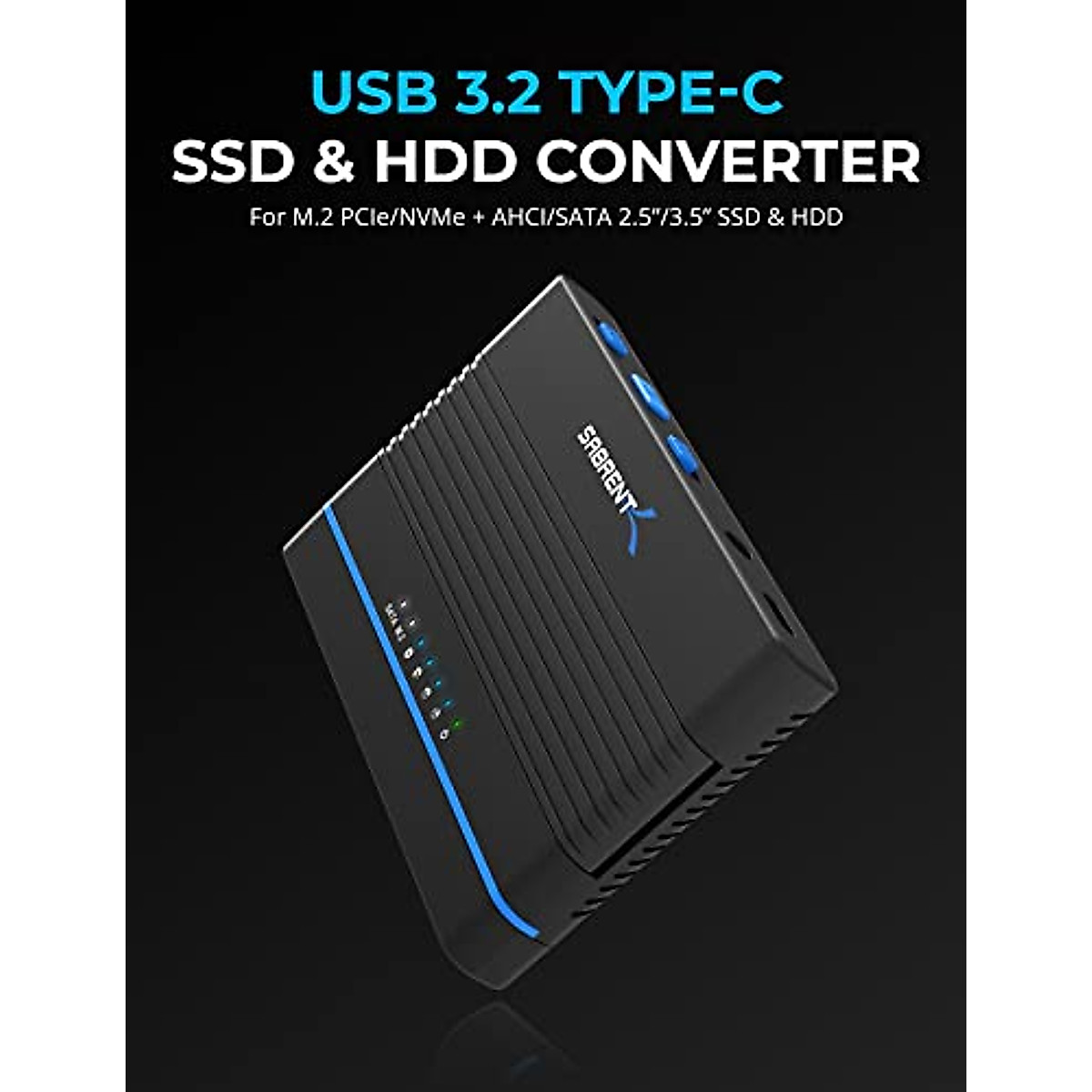SABRENT USB 3.2 Type C M.2 PCIe NVMe + 2.5/3.5 Inch SSD & HDD Converter [DS-UCMH]
