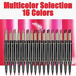 XIRUJNFD 16 Color Long Lasting Lipstick Lip Liner Combo, Dual Heads Lip Liner and Lipstick Set, Long Lasting Lipstick 24 Hour Waterproof, Matte Lip Liner (#13)
