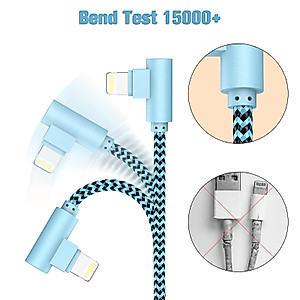 Snisre iPhone Charger 90 Degree 3 Pack [Apple MFi Certified] Nylon Braided Lightning Cable Right Angle Fast Charging Cord for iPhone 14 13 12 11 Pro/Pro Max/Mini/XS/XR/8 7 Plus, iPad (10 Foot)