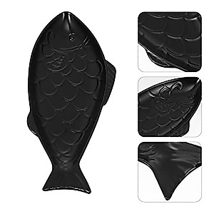 UPKOCH Jewelry Tray 2pcs for Ceramic Steaming Oval Plates, Japanese Sushi, Restaurant Porcelain and Dish Snack Tray Storage Salad Dish: Shape Trays Design Fruit Black Large Decorative Tray