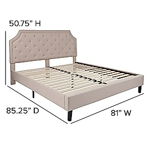 Flash Furniture Upholstered Platform Bed/Mattress Set, King, Beige