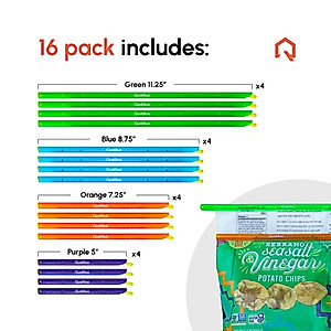 qualikus 16pc Set of Plastic Bag Sealers Sticks Clips Food Snacks Clippers for Kitchen & Dining. Ensuring airtight Waterproof seal to preserve food and snacks cereal fresh and crisp, Mixed
