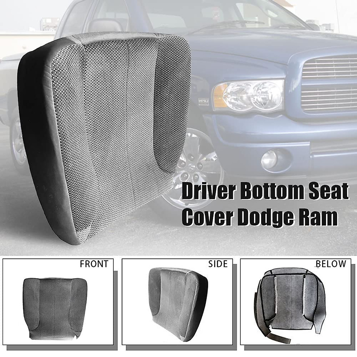 sportuli Gray Driver Side Bottom Cloth Seat Cover Replace for 2003 2004 2005 Dodge Ram 1500 2500 3500 (03-05)