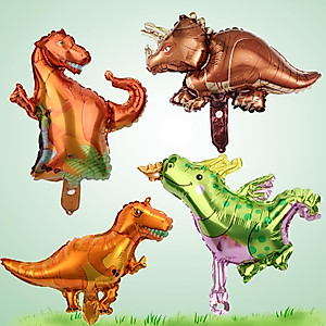 Dinosaur Balloon Set, 40 Inch Large Aluminum Foil Number Balloon with 4 Styles Cute Dinosaur Balloon Green Dinosaur Balloons for Birthday Party, Anniversary Theme Party Decoration (Number 2)