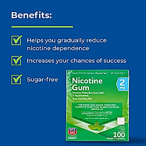 Rite Aid Nicotine Gum, Cool Mint Flavor, 2 mg - 100 Count | Quit Smoking Aid | Nicotine Replacement Gum | Stop Smoking Aids That Work | Chewing Gum to Help You Quit Smoking | Coated Nicotine Gum