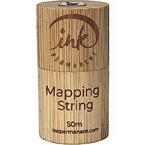 Ink Permanent [Large 50 Meters - 165 Feet] Premium White Bamboo Pre-Inked Mapping String Fine Thread Pre-Inked Microblading String for Brow Mapping for Permanent Makeup, Brow Henna, Eyebrow Mapping