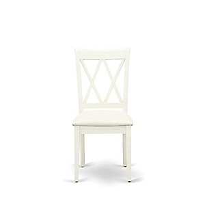 East West Furniture HBCL3-LWH-C 3 Piece Dining Table Set for Small Spaces Contains a Round Dining Room Table with Pedestal and 2 Linen Fabric Upholstered Chairs, 42x42 Inch, Linen White